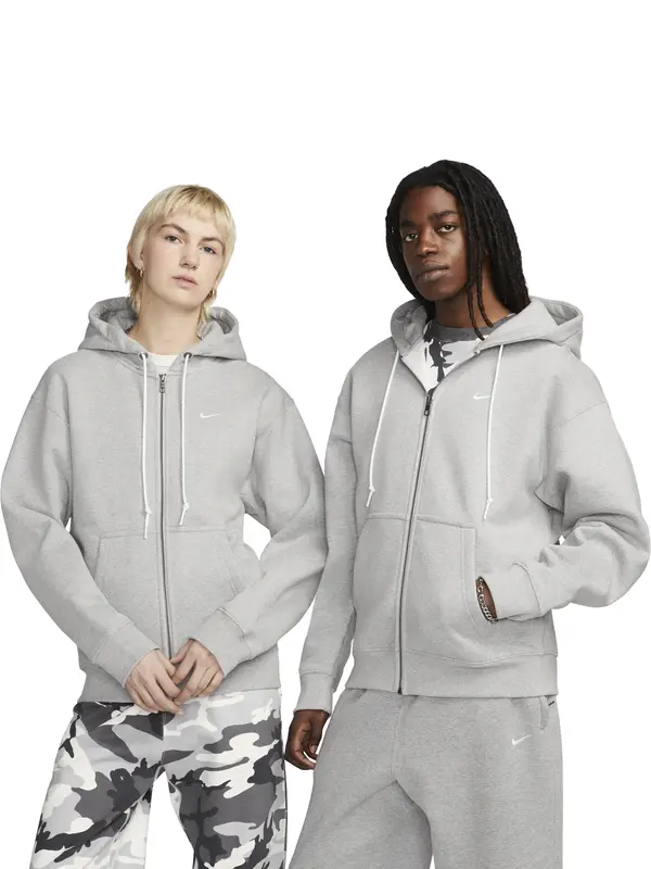 Nike Solo Swoosh Full-zip Hoodie - Grey
