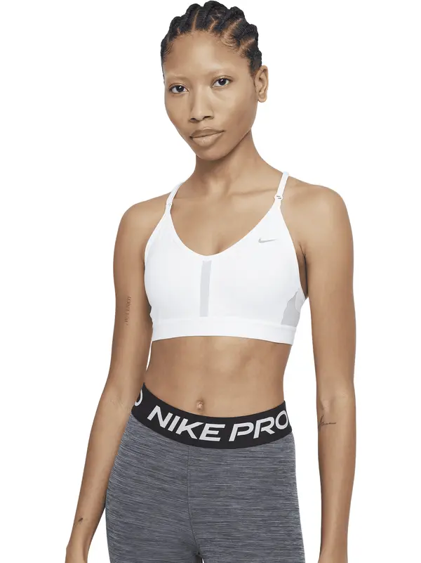 Nike Indy Light-support Padded V-neck Sports Bra - White
