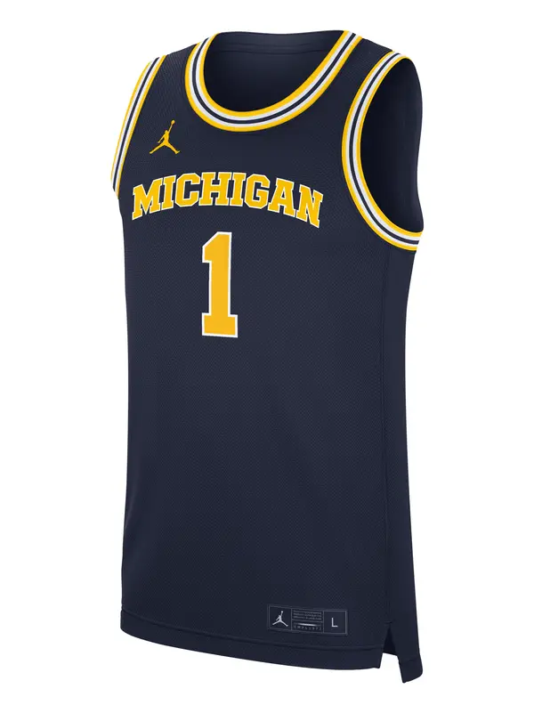 JORDAN Michigan Wolverines Replica Basketball Jersey - Blue