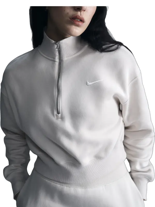 Nike Sportswear Phoenix Fleece 1/4-zip Cropped Sweatshirt - Brown