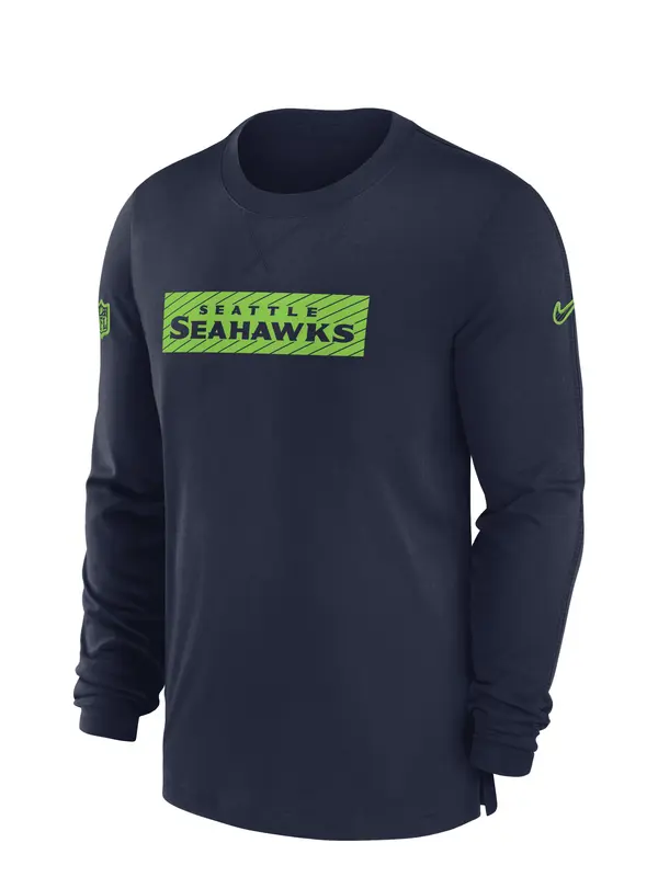 Nike Seattle Seahawks Sideline Player Team Issue Dri-fit Long-sleeve Top - Blue