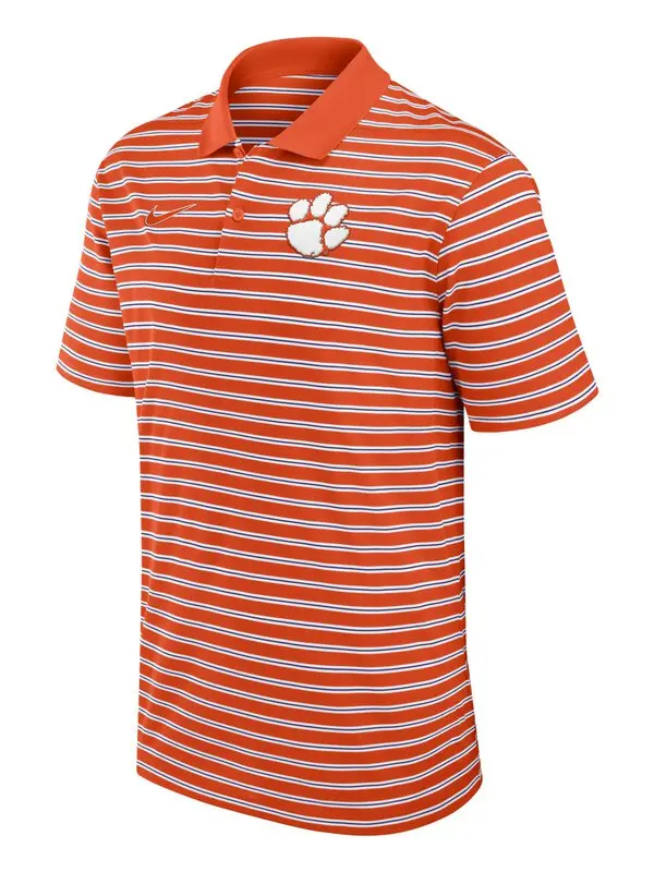 Nike Clemson Tigers Primetime Victory Striped Dri-fit College Polo - Orange