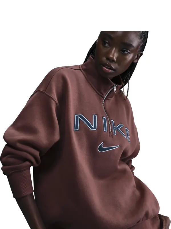 Nike Sportswear Phoenix Fleece Oversized 1/4-zip Logo Top - Brown