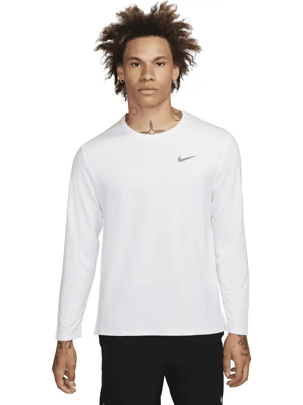 Nike Miler Dri-fit Uv Long-sleeve Running Top - White