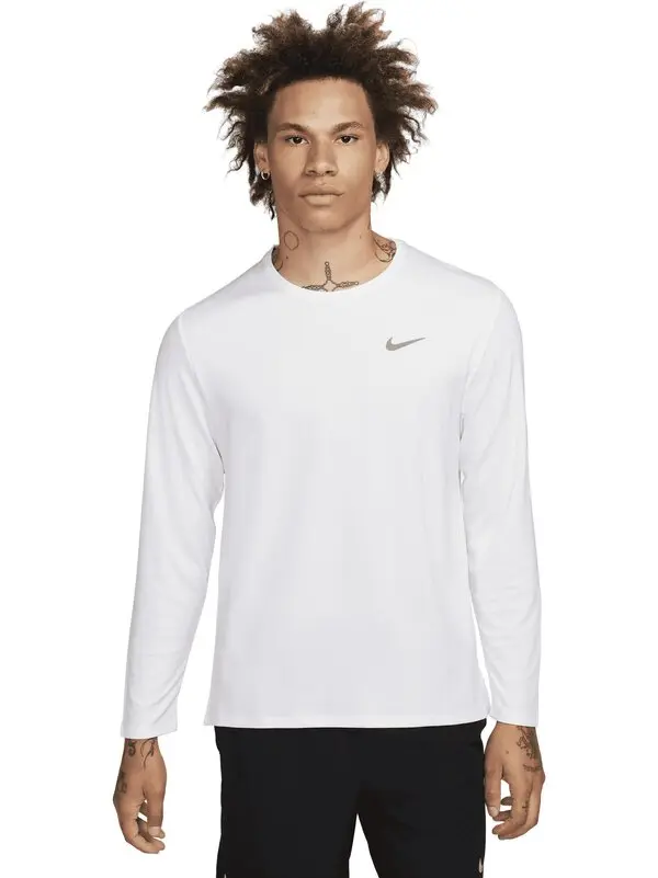Nike Miler Dri-fit Uv Long-sleeve Running Top - White