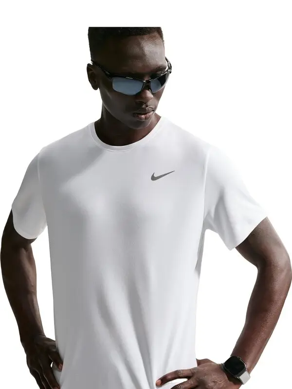 Nike Miler Dri-fit Uv Short-sleeve Running Top - White