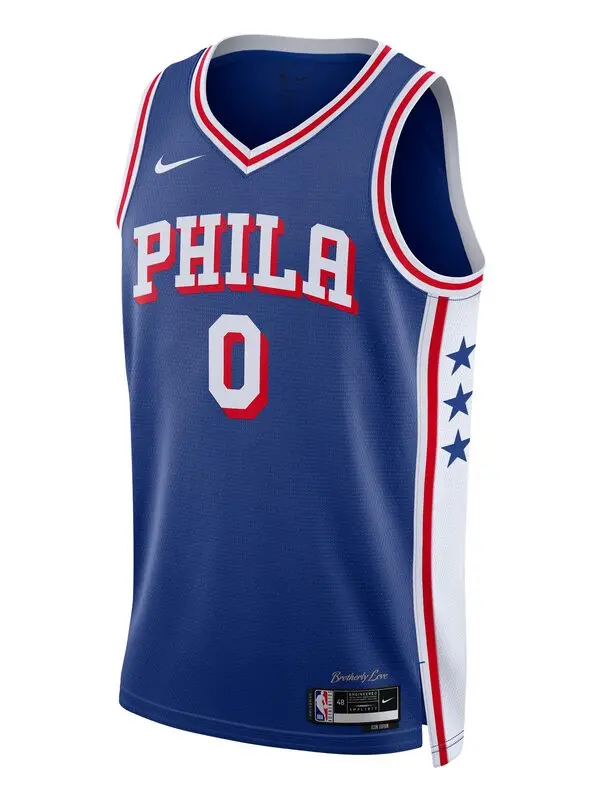 Nike Tyrese Maxey Philadelphia 76ers Icon Edition Dri-fit Nba Swingman Jersey - Blue