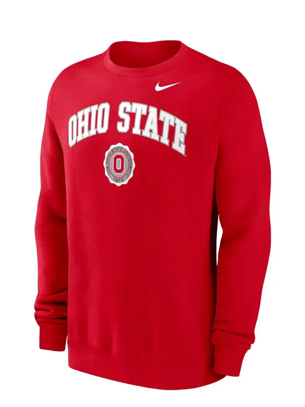 Nike Ohio State Buckeyes Arched Seal College Pullover Crew - Red