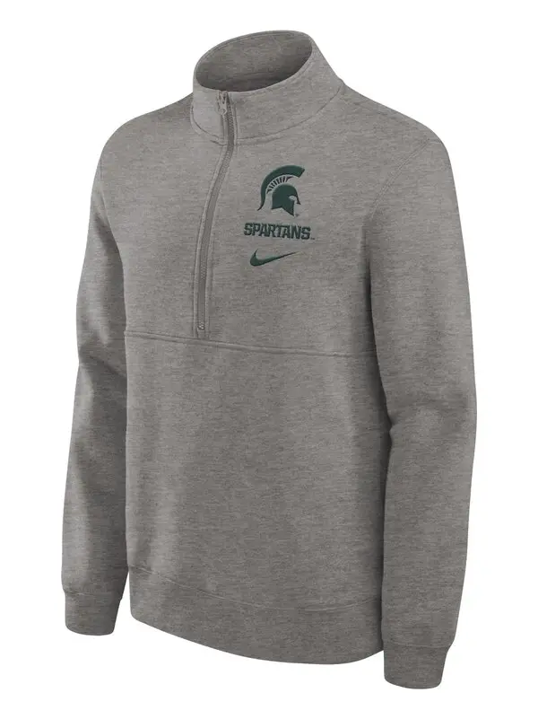 Nike Michigan State Spartans Primetime Club 1/2-zip Crew - Grey