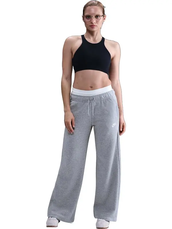 Nike Sportswear Club Fleece Mid-rise Wide-leg Sweatpants - Grey