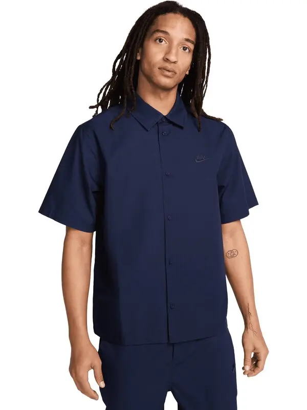 Nike Club Short-sleeve Button-down Shirt - Blue