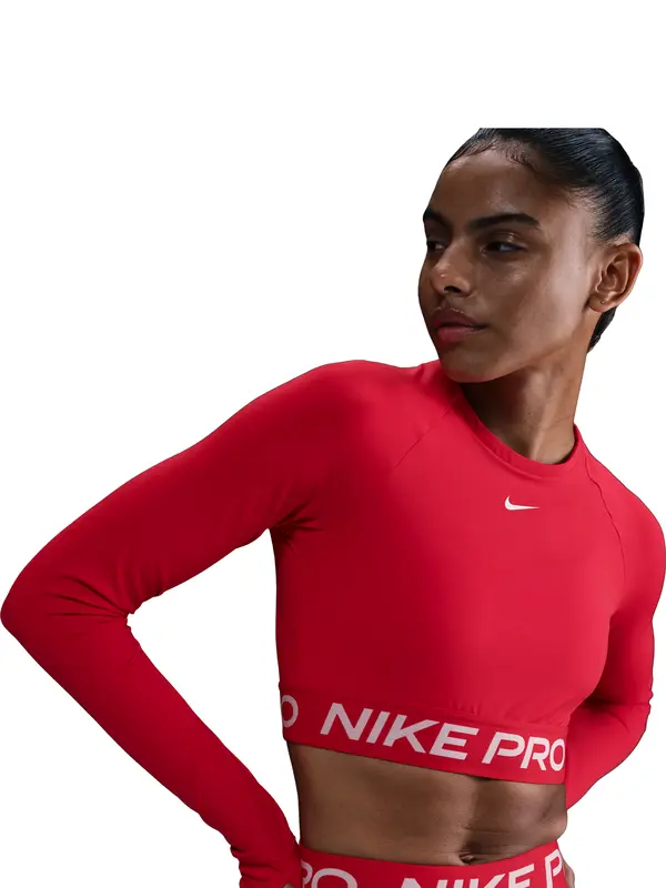 Nike Pro Dri-fit Cropped Long-sleeve Top - Red