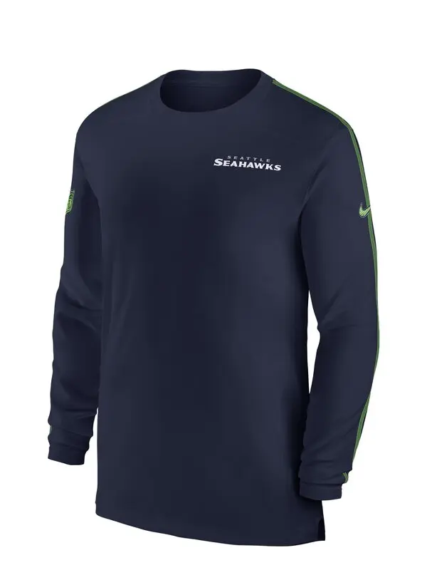 Nike Seattle Seahawks Sideline Coach Dri-fit Nfl Long-sleeve Top - Blue