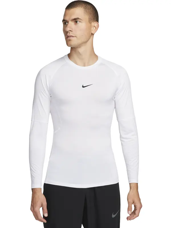 Nike Pro Dri-fit Tight Long-sleeve Fitness Top - White