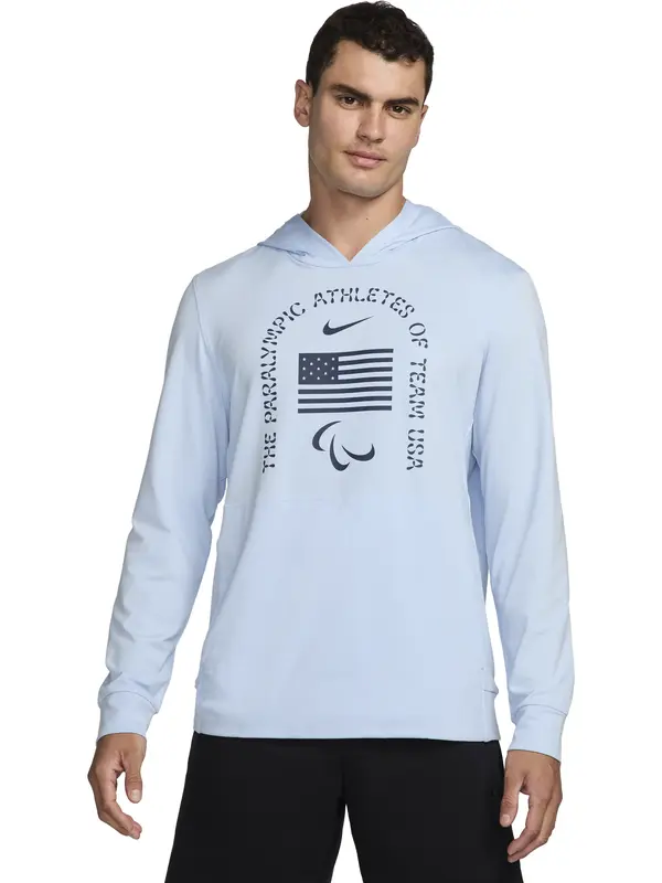 Nike Usa Restore Dri-fit Yoga Lightweight Hoodie - Blue