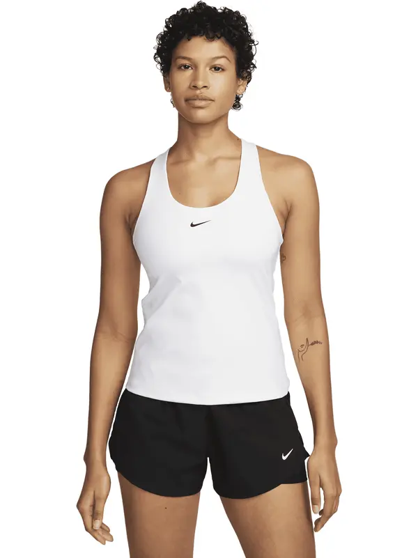 Nike Swoosh Medium-support Padded Sports Bra Tank Top - White