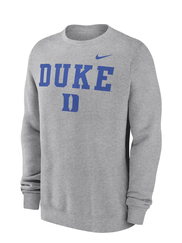 Nike Duke Blue Devils Primetime Primary Stack Pullover Crew - Grey