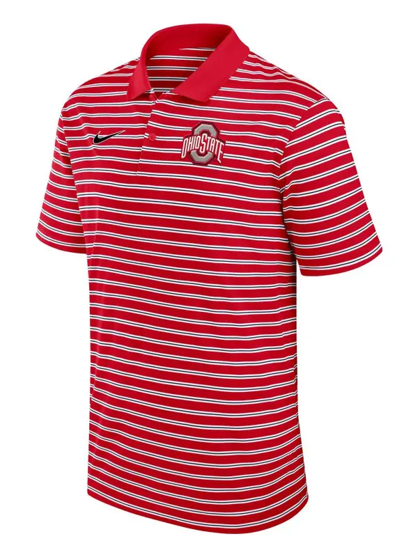 Nike Ohio State Buckeyes Primetime Victory Striped Dri-fit College Polo - Red