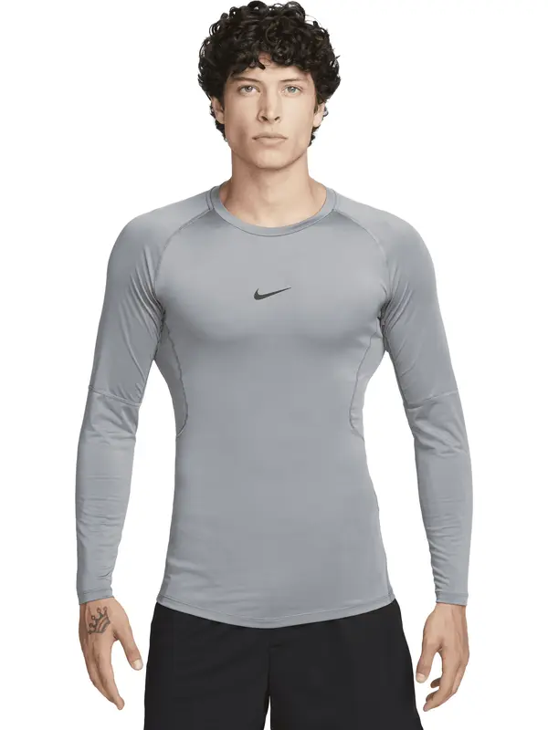 Nike Pro Dri-fit Tight Long-sleeve Fitness Top - Grey
