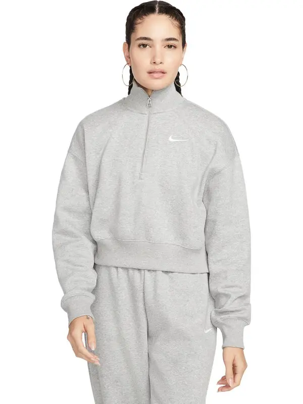 Nike Sportswear Phoenix Fleece 1/4-zip Cropped Sweatshirt - Grey