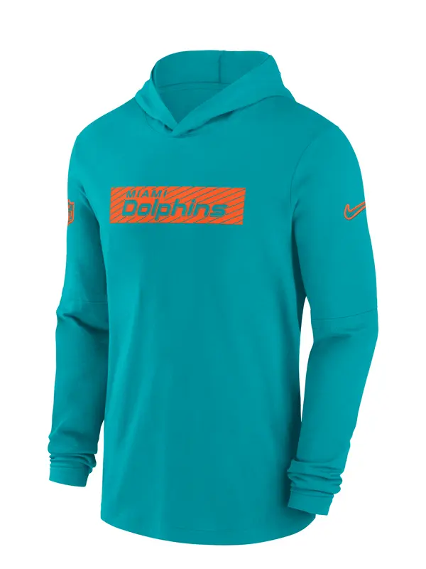 Nike Miami Dolphins Sideline Dri-fit Nfl Long-sleeve Hooded Top - Green