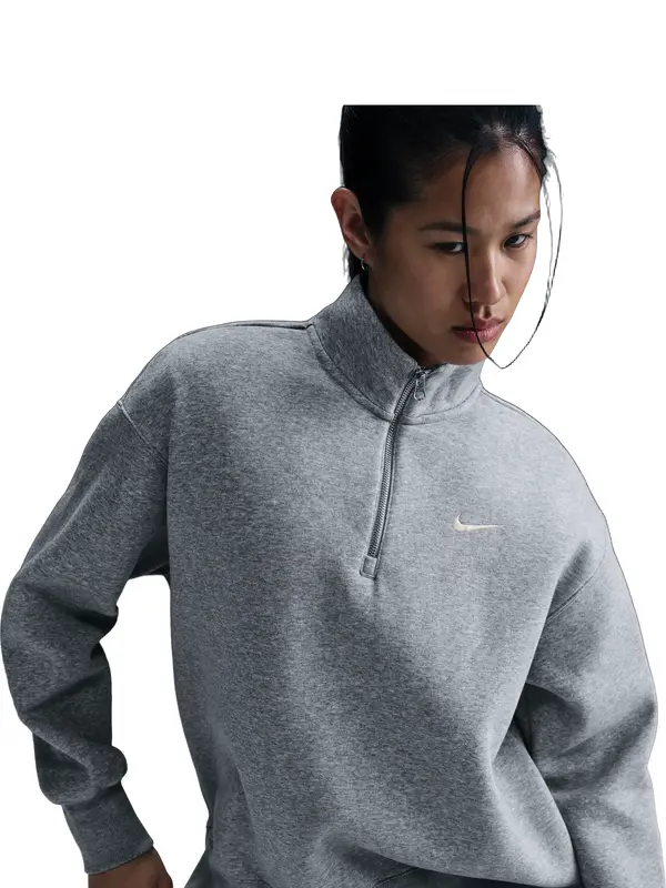 Nike Sportswear Phoenix Fleece Oversized 1/4-zip Long Sweatshirt - Grey