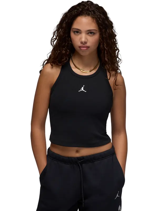 JORDAN Essentials Ribbed Cropped Tank Top - Black