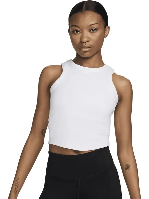 Nike One Fitted Dri-fit Cropped Tank Top - White