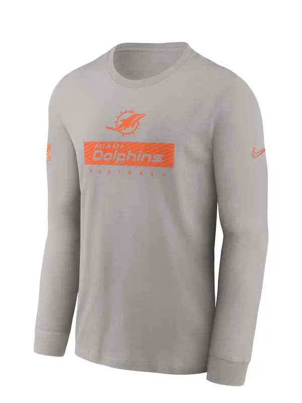 Nike Miami Dolphins Sideline Team Issue Dri-fit Nfl Long-sleeve T-shirt - Grey