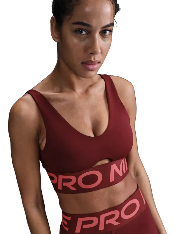 Nike Pro Indy Plunge Medium-support Padded Sports Bra - Red