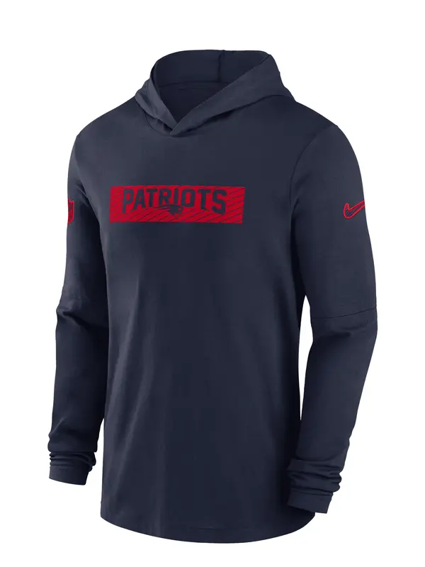 Nike New England Patriots Sideline Dri-fit Nfl Long-sleeve Hooded Top - Blue