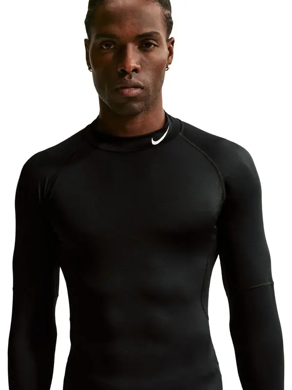Nike Pro Dri-fit Fitness Mock-neck Long-sleeve Top - Black