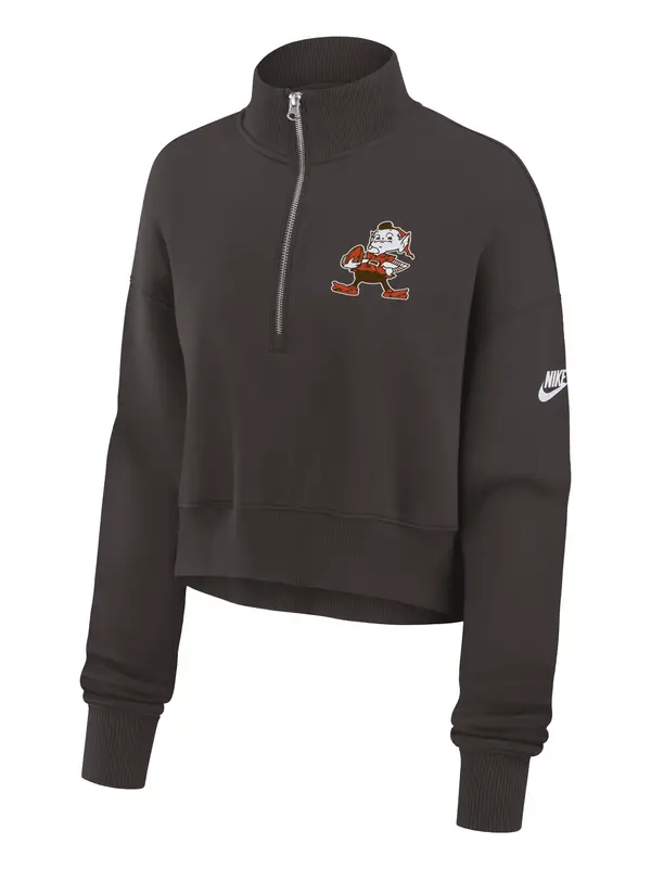 Nike Cleveland Browns Rewind Phoenix Nfl Cropped 1/4-zip Crew - Brown