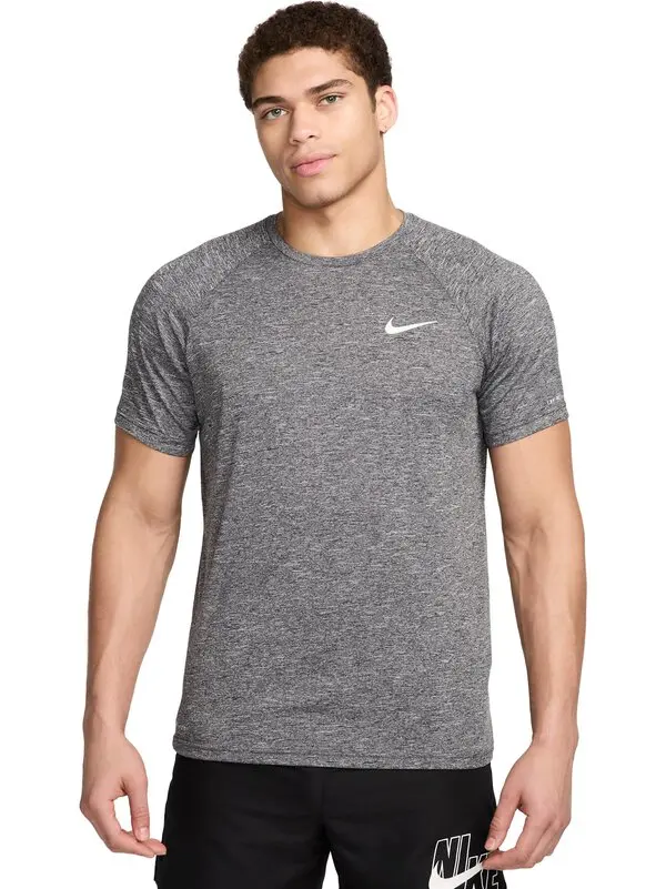 Nike Heathered Short-sleeve Hydroguard Swim Shirt - Black