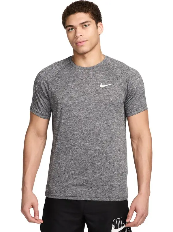Nike Swim Hydroguard Essential Dri-fit Uv Short Sleeve Top - Black