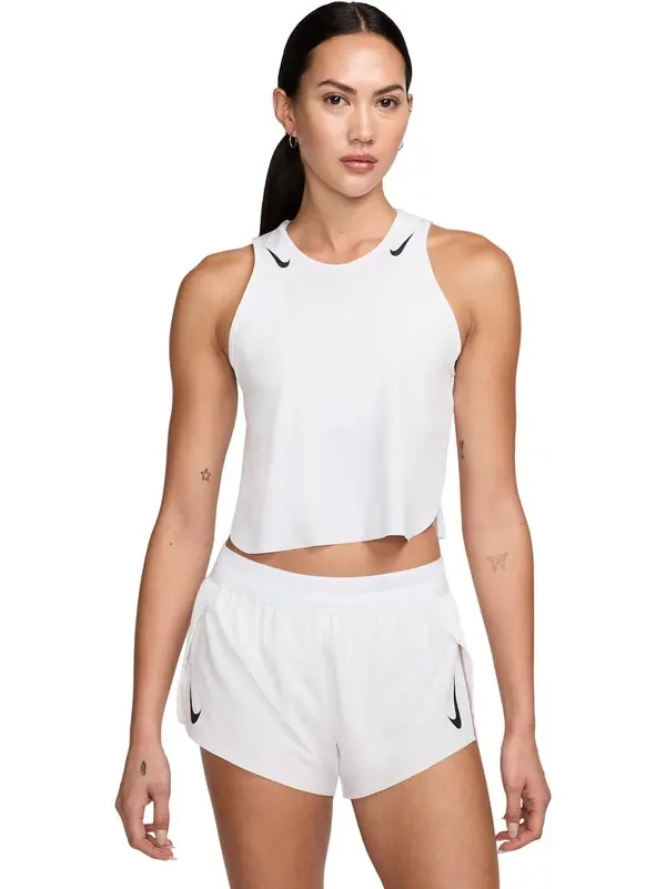 Nike Aeroswift Dri-fit Adv Cropped Running Tank Top - White