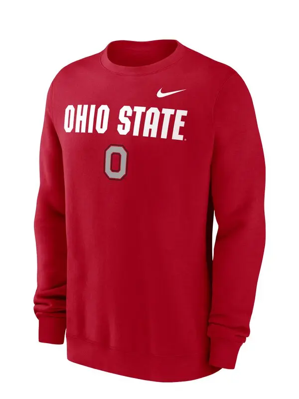 Nike Ohio State Buckeyes Primetime Primary Stack Pullover Crew - Red