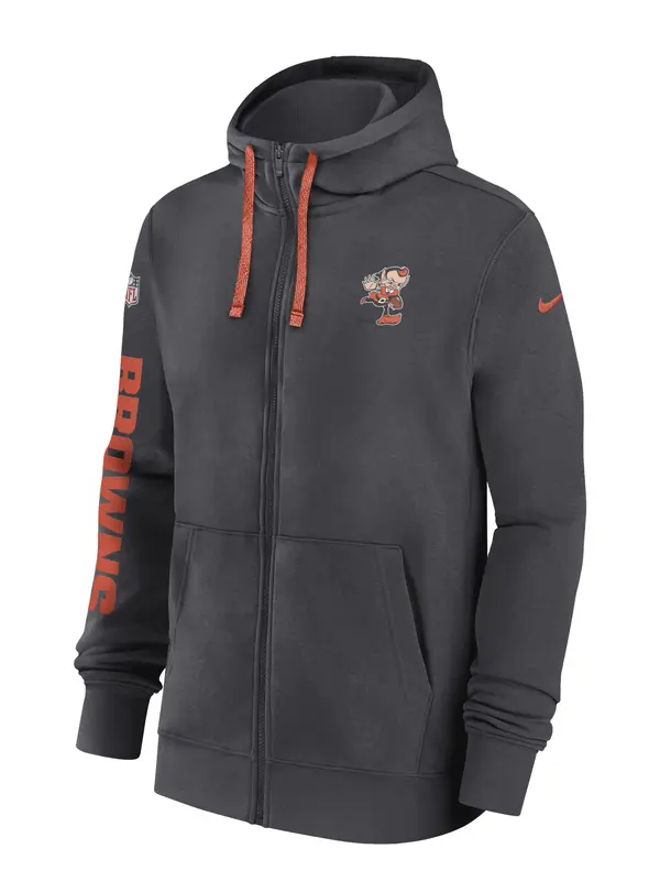 Nike Cleveland Browns Sideline Team Issue Club Full Zip Hoodie - Grey