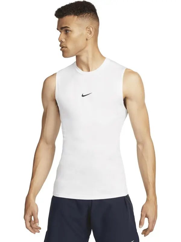Nike Pro Dri-fit Tight Sleeveless Fitness Top - White