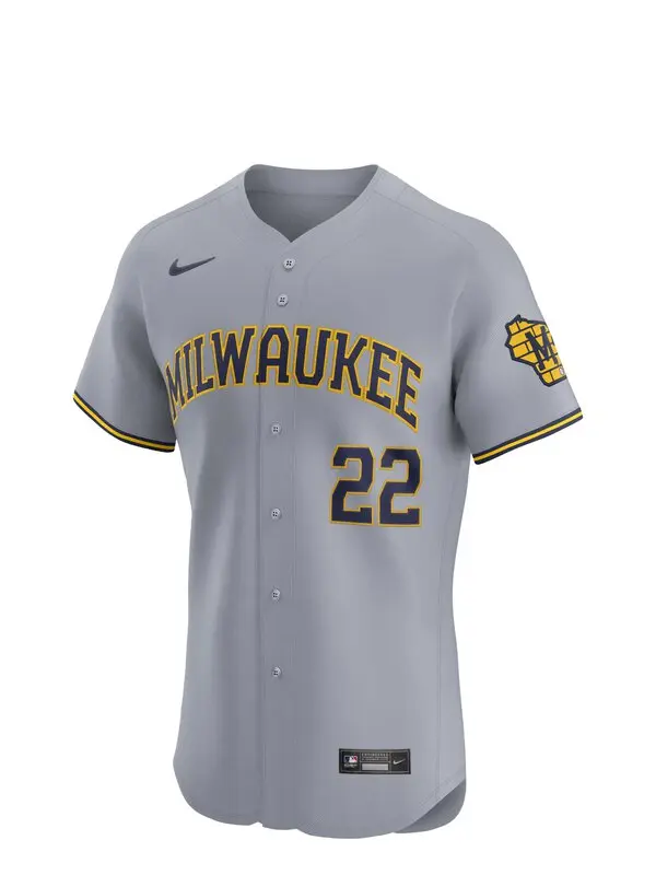 Nike Christian Yelich Milwaukee Brewers Mlb Elite Jersey - Grey