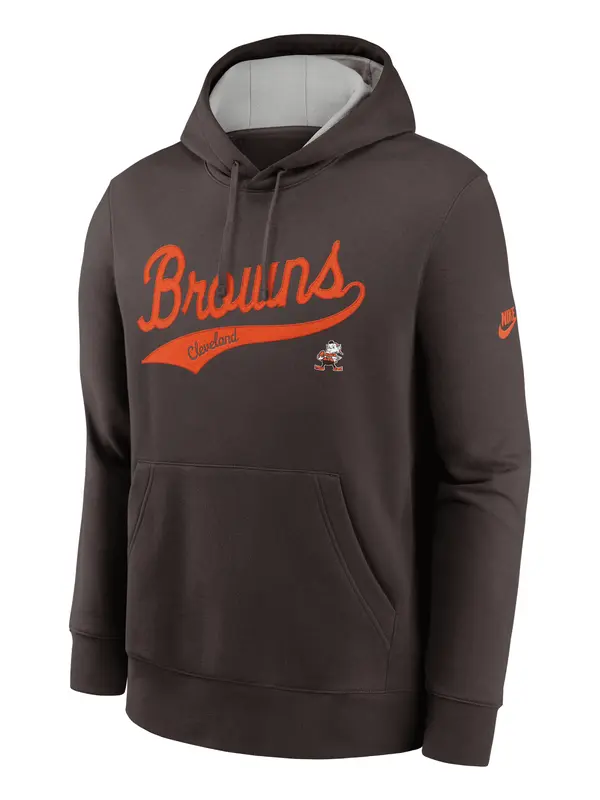 Nike Cleveland Browns Rewind Club Logo Nfl Pullover Hoodie - Brown