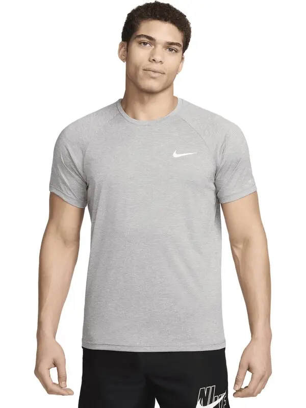 Nike Swim Hydroguard Essential Dri-fit Uv Short Sleeve Top - Grey