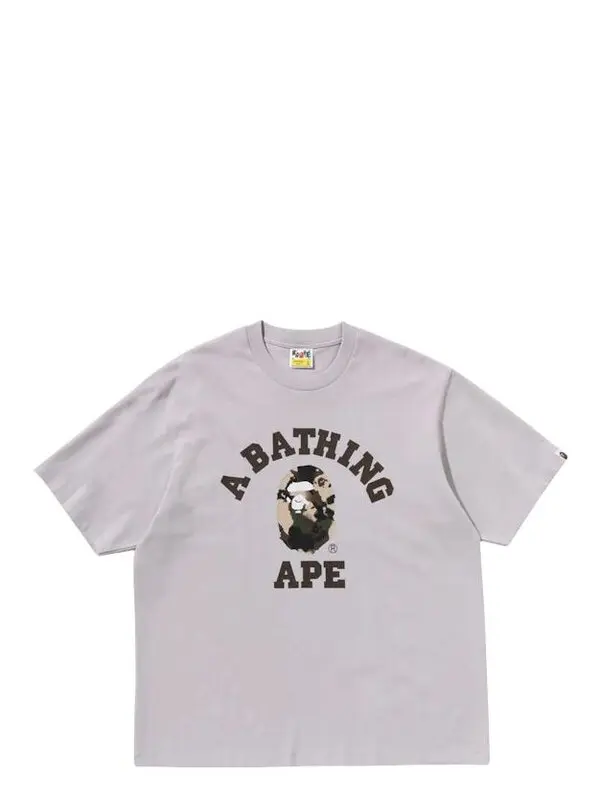 A BATHING APE Map Camo College Relaxed Fit Tee Shirt - Grey