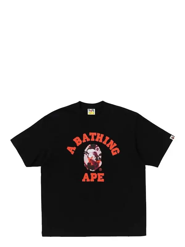A BATHING APE Map Camo College Relaxed Fit Tee Shirt - Black