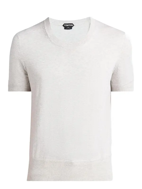 TOM FORD Cotton Short-sleeve Sweater - Pale Grey
