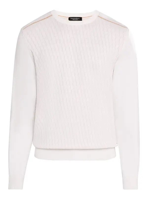 Stefano Ricci Silk And Cotton Crewneck Sweater - White