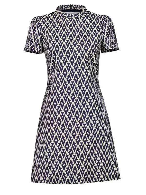 Valentino Garavani Toute La V Jacquard Mini Dress - Neutrals