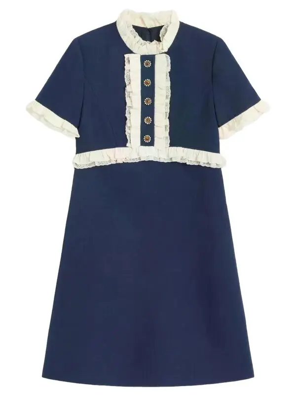 Valentino Garavani Mini Crepe Couture Wool Dress - Blue