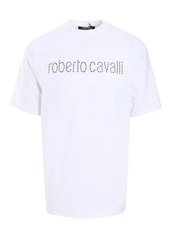 Roberto Cavalli Logo Appliqué Cotton T-shirt - White