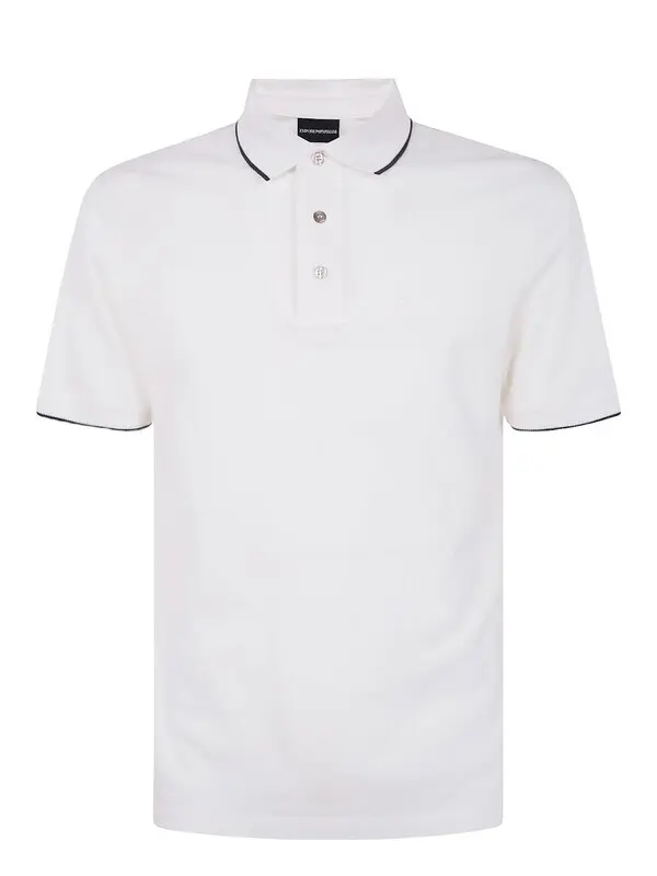 Emporio Armani Logo-embroidered Cotton Polo Shirt - White